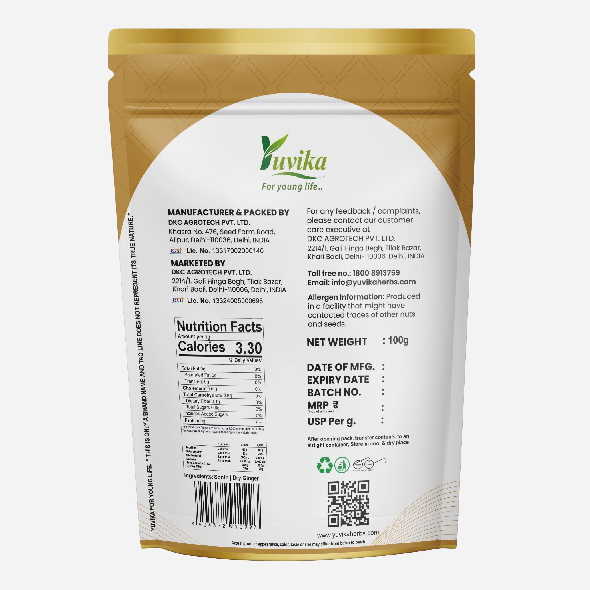 YUVIKA ginger for traditional medicine uses