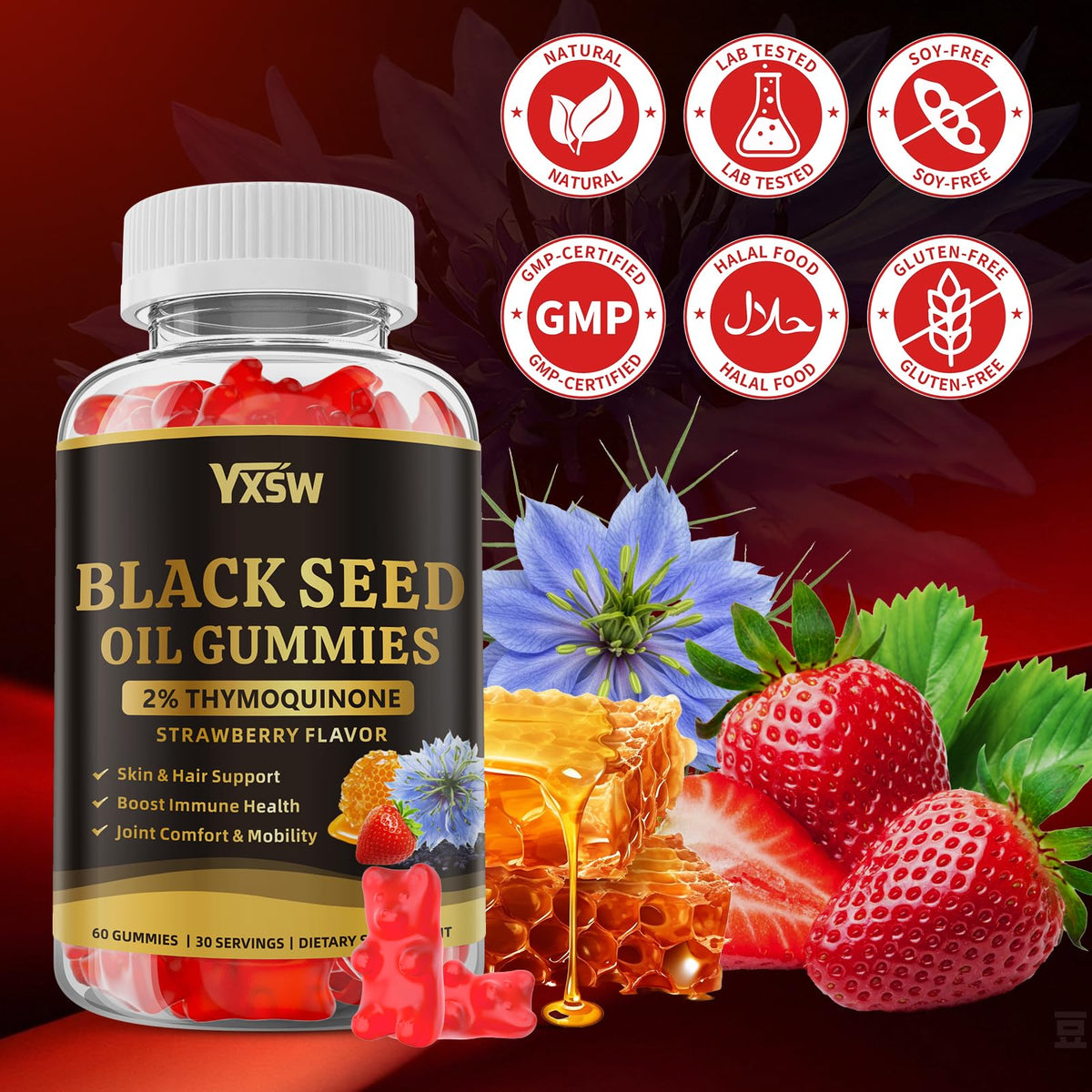 YXSW black seed oil gummies for antioxidant support