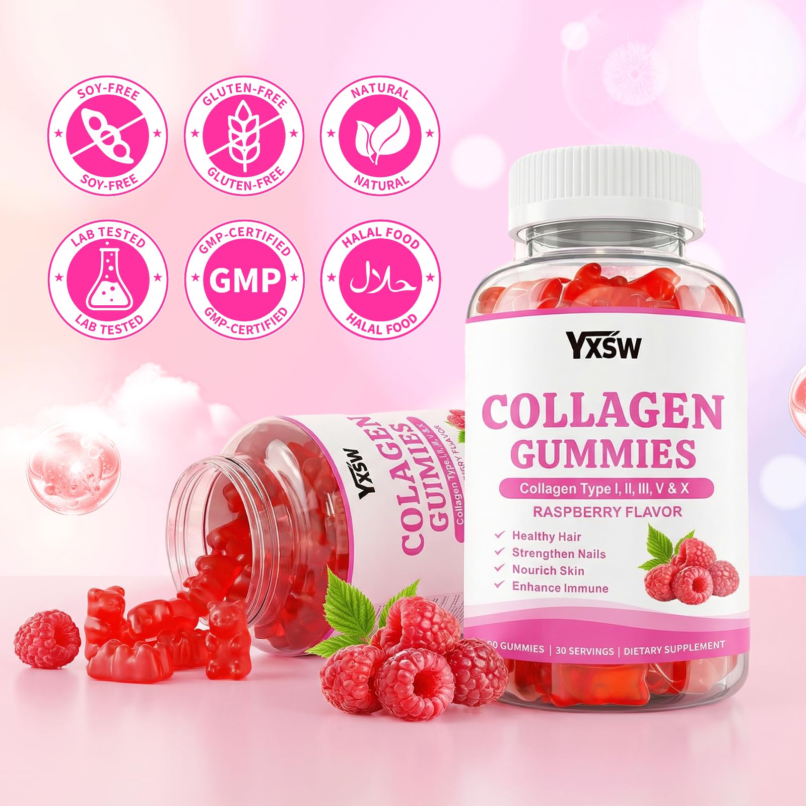 YXSW collagen gummies for hair and nails