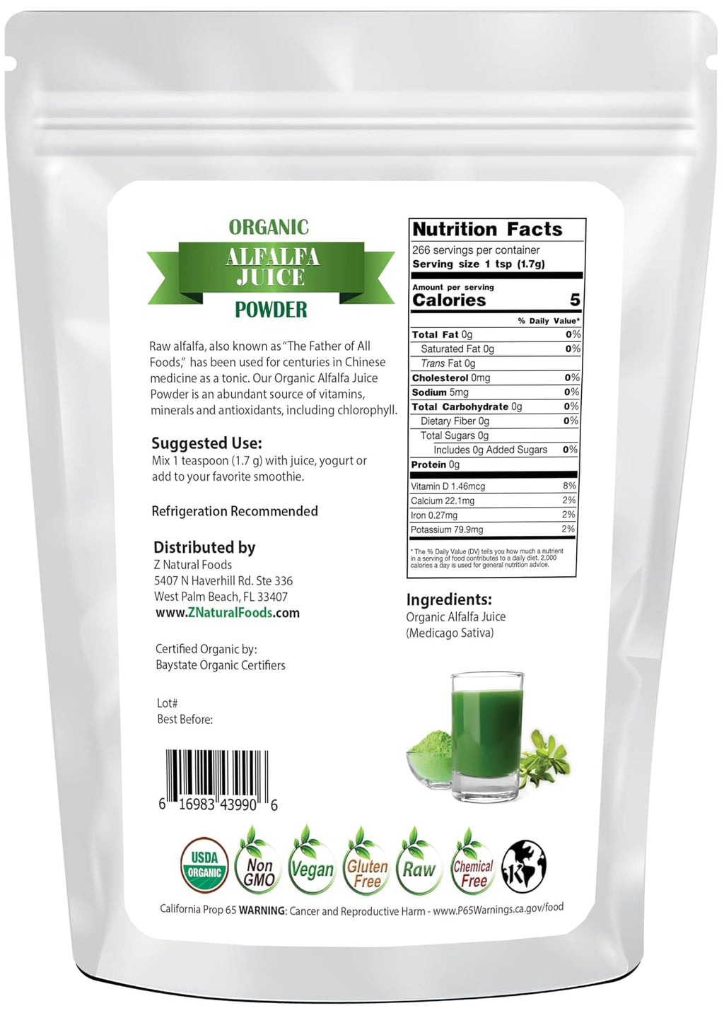 Z Natural Foods alfalfa powder nutrition