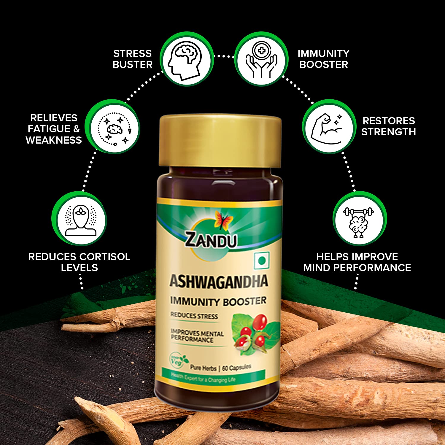 Zandu ashwagandha for enhanced vitality