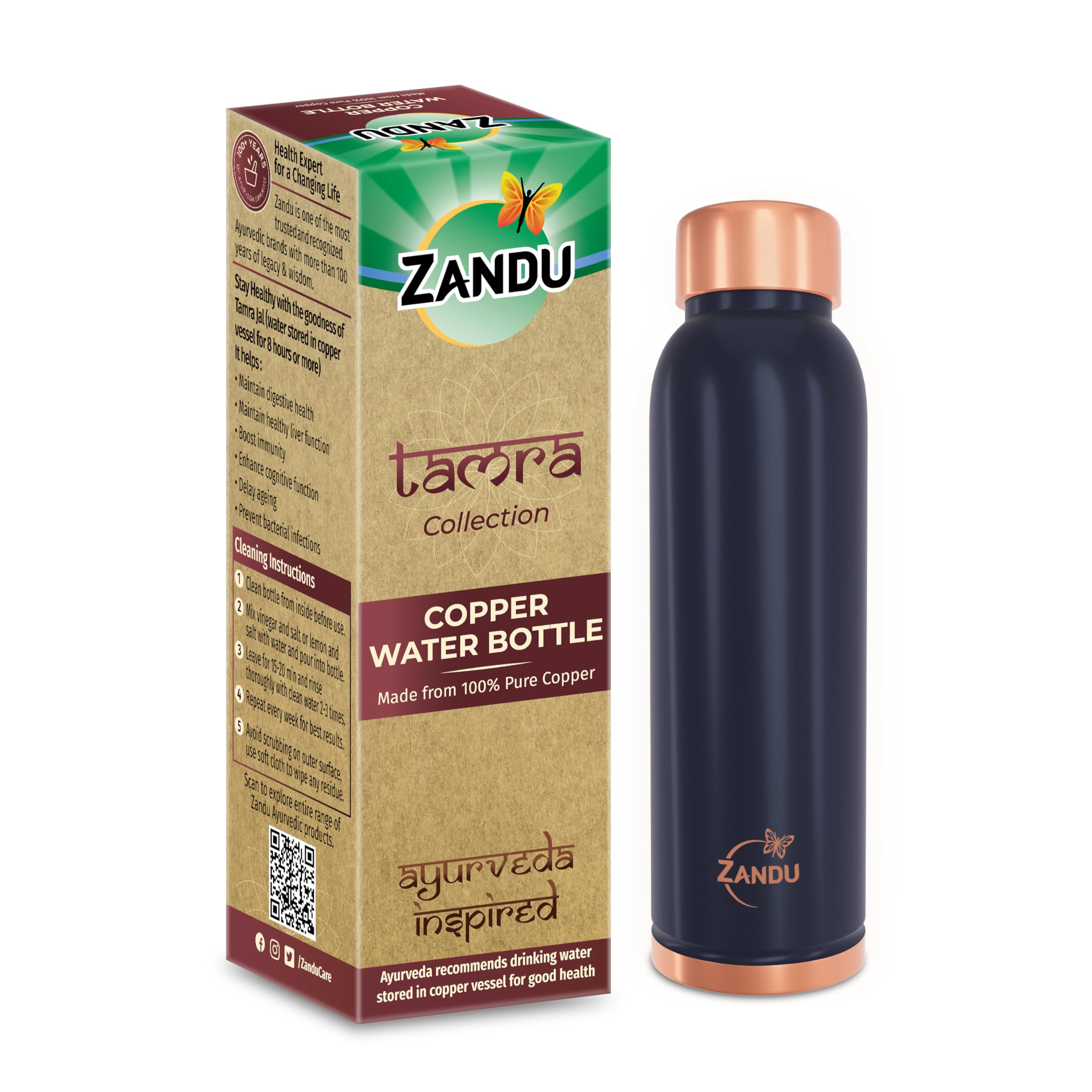 Zandu copper bottle for hydration