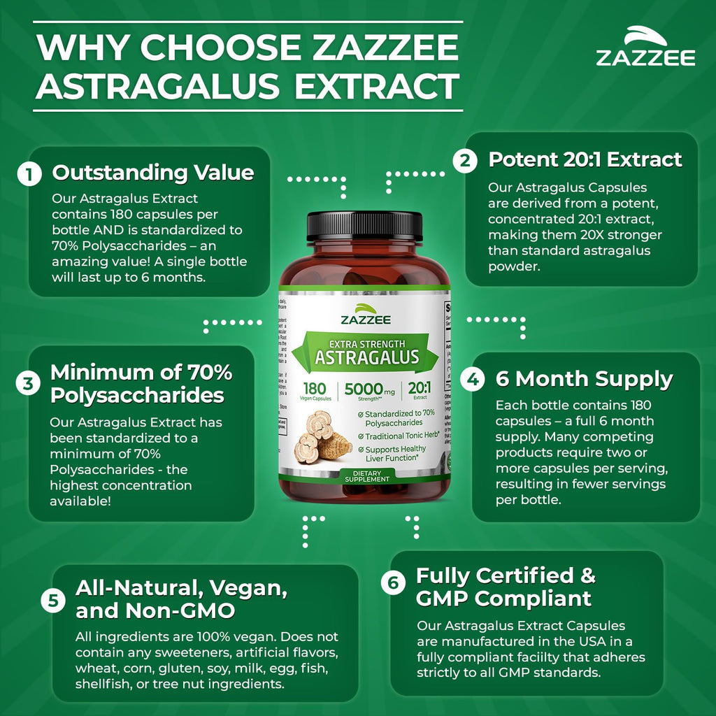 Zazzee astragalus for overall wellness