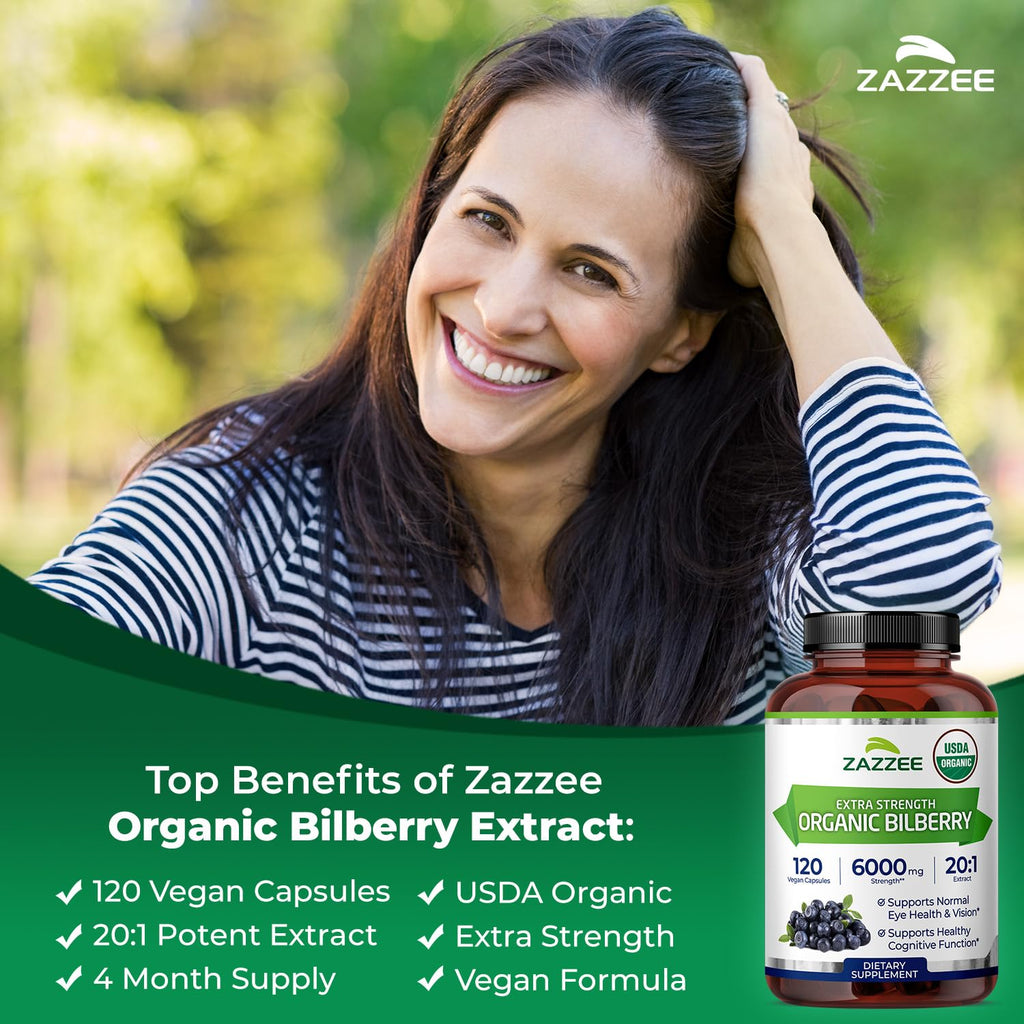 Zazzee bilberry extract for healthy eyes