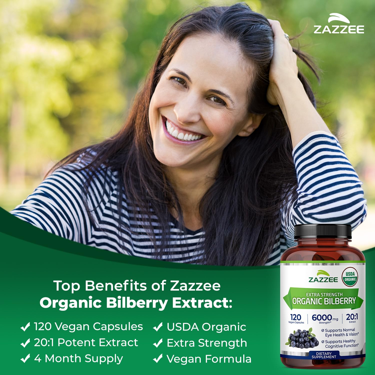 Zazzee bilberry extract for healthy eyes
