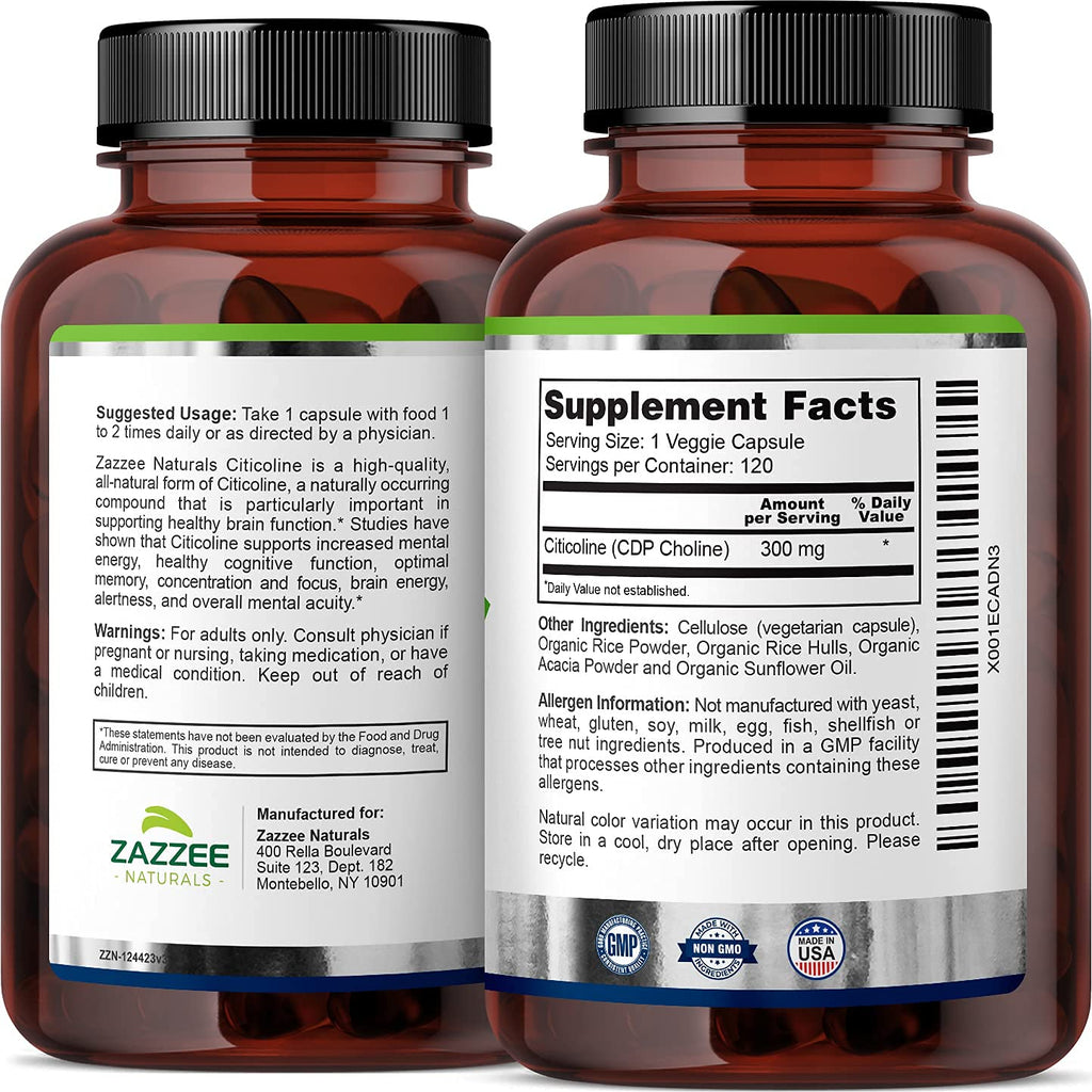 Zazzee choline capsules for focus