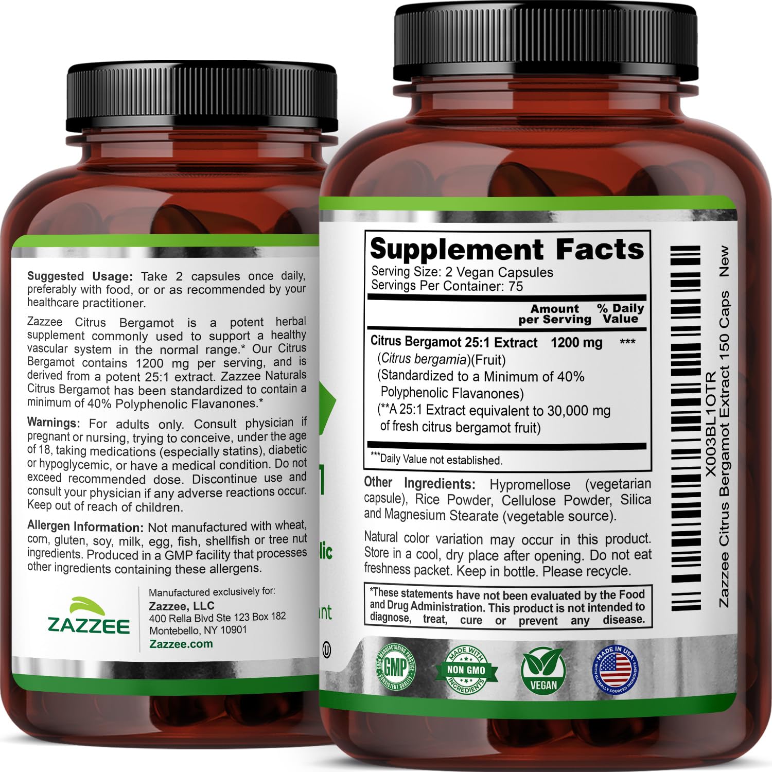 Zazzee Citrus Bergamot 1200 mg health benefits