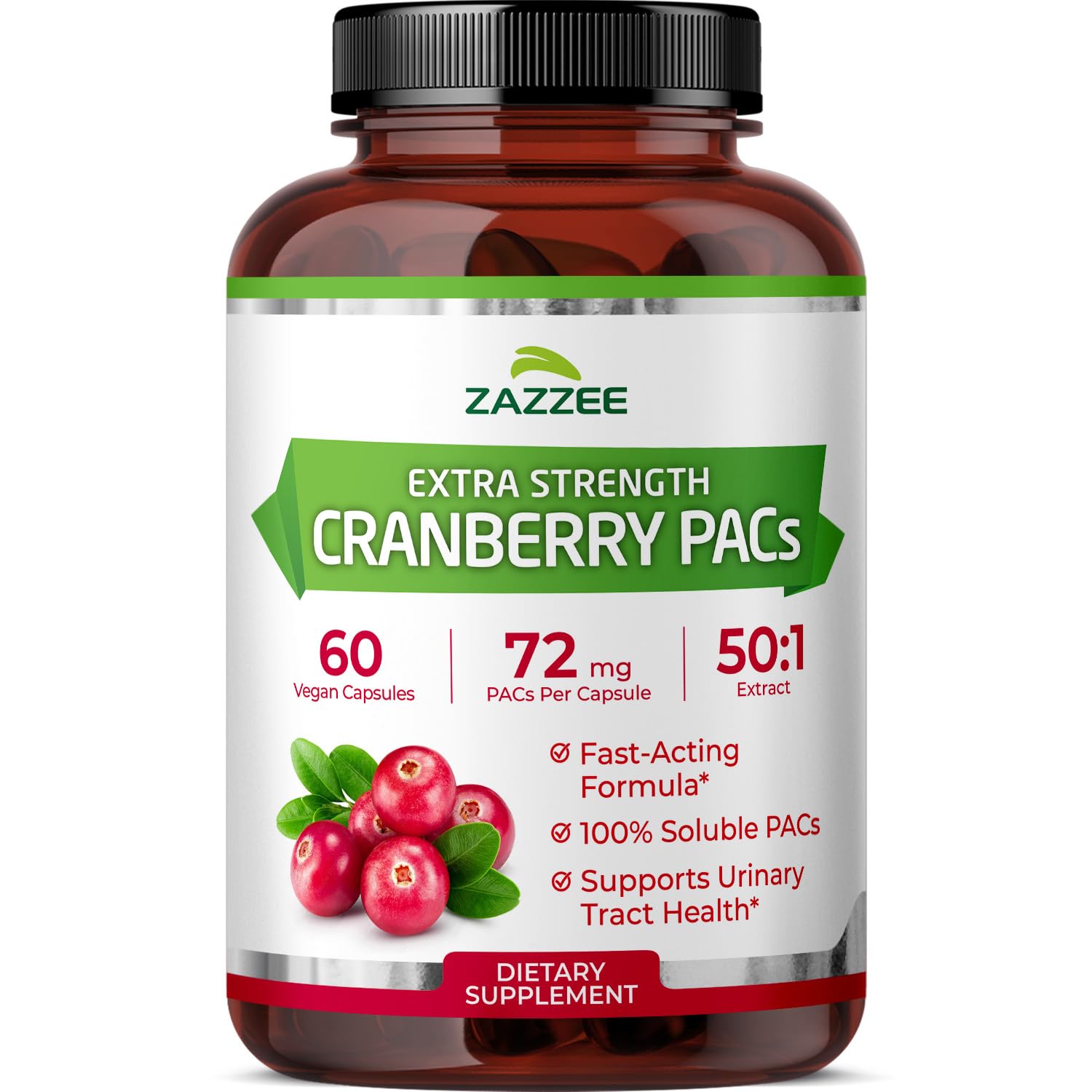 Zazzee Cranberry PACs vegan capsules