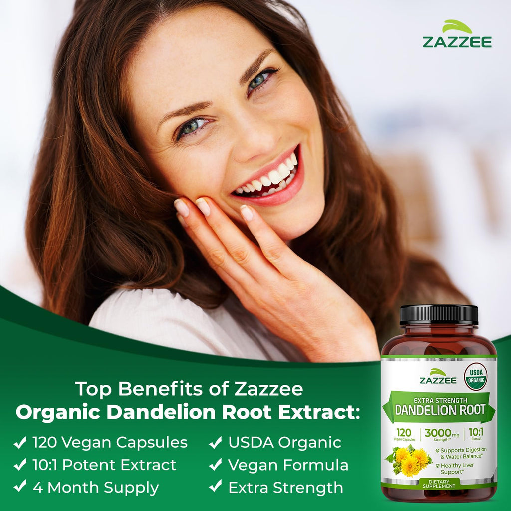 Zazzee dandelion capsules for digestion