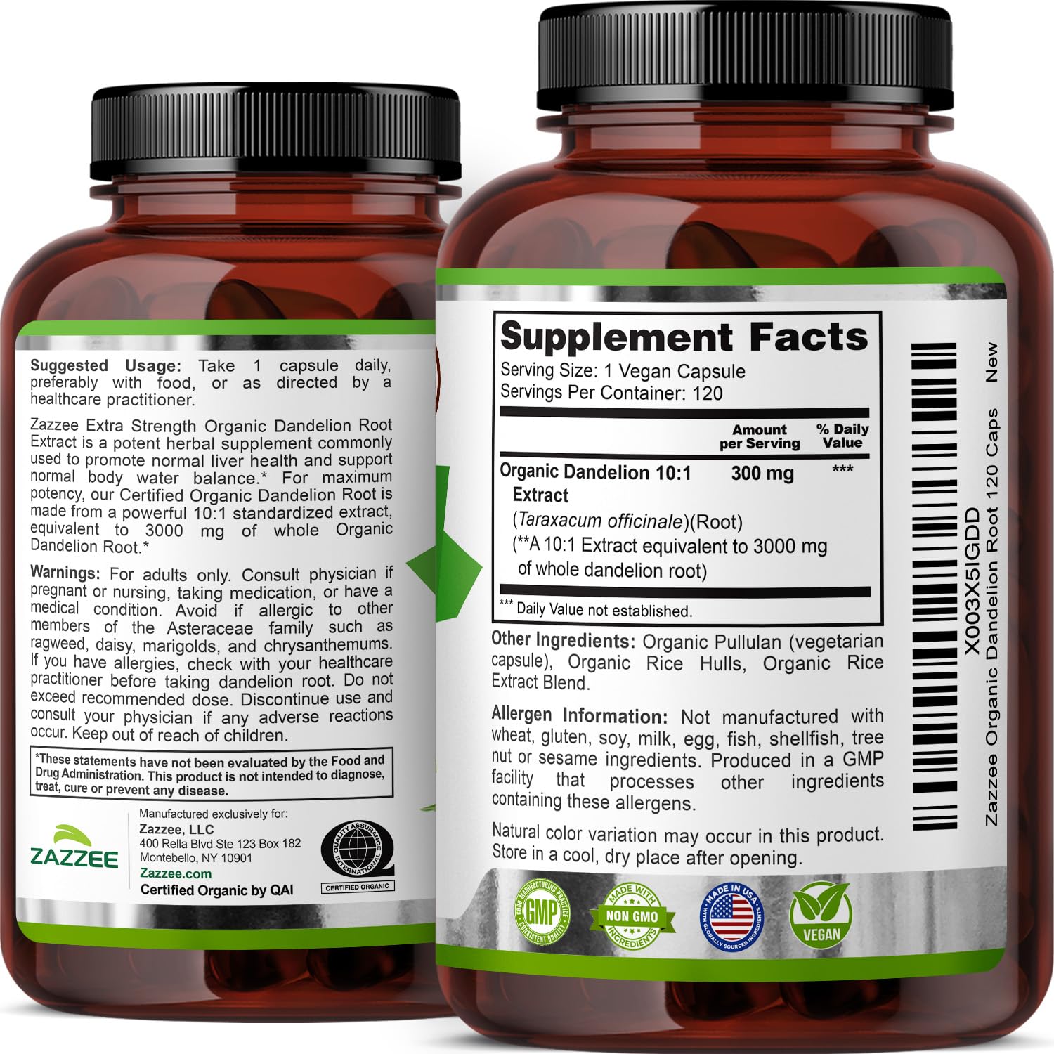 Zazzee dandelion extract for energy