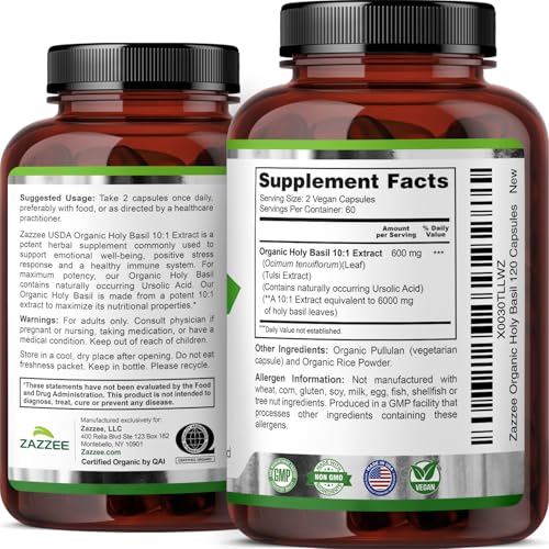 Zazzee holy basil for holistic health