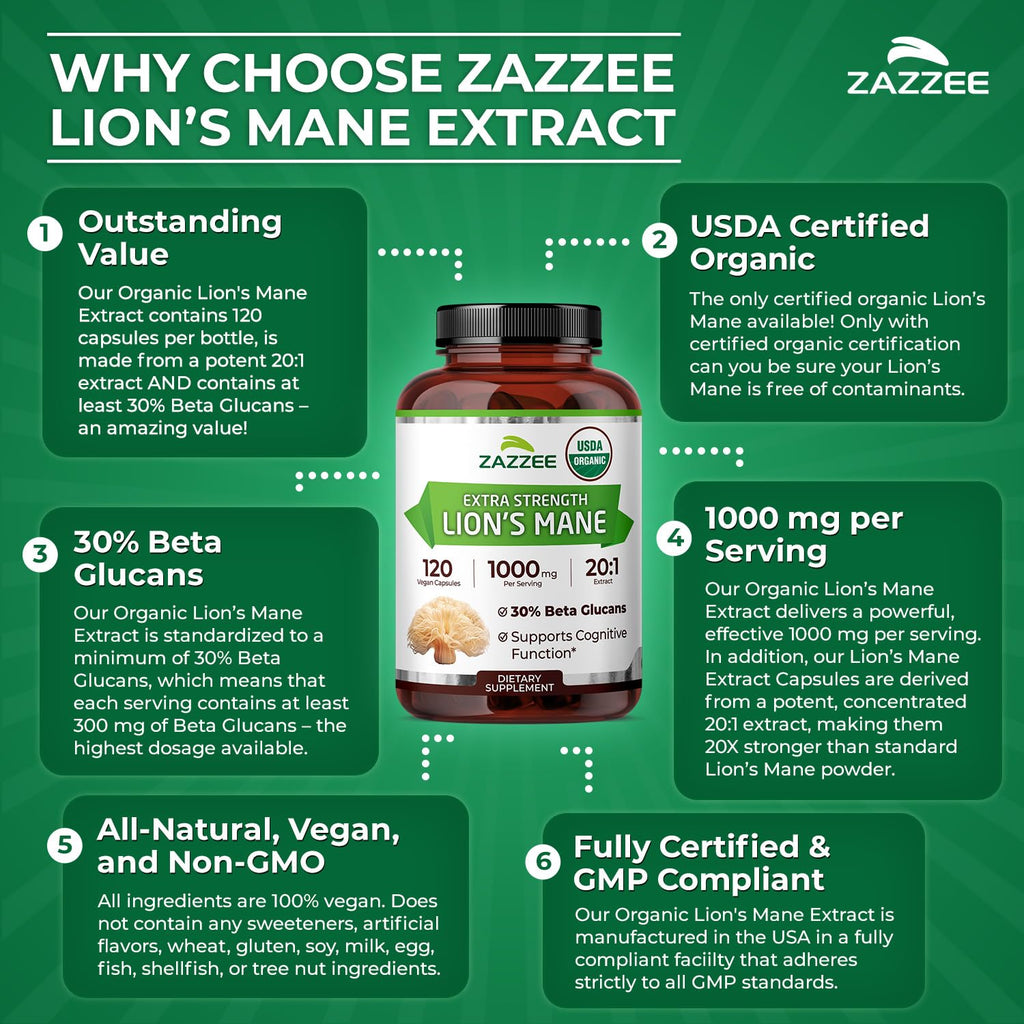 Zazzee lion's mane for mental clarity