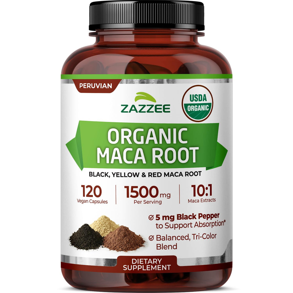 Zazzee maca root extract capsules