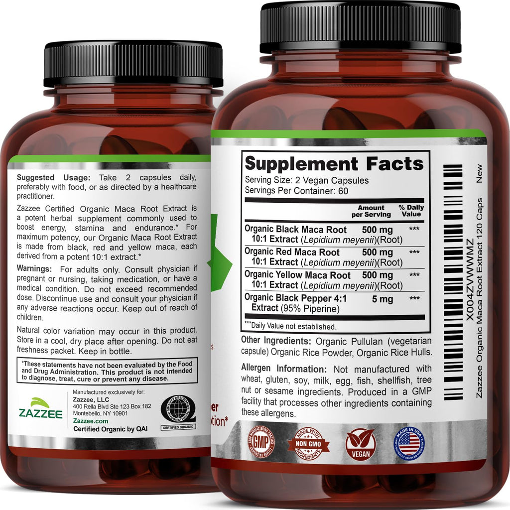 Zazzee maca root for vitality