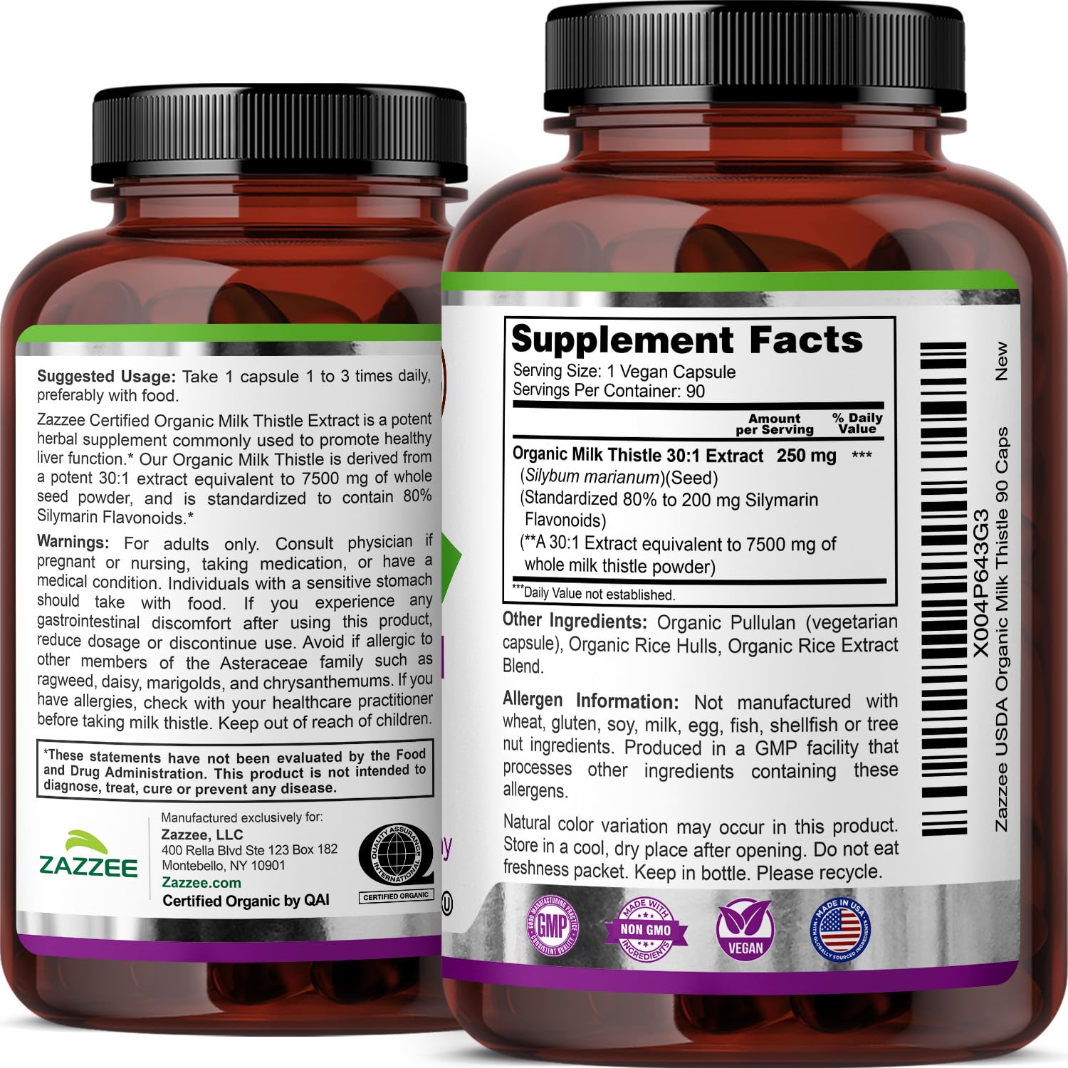Zazzee milk thistle for antioxidant support