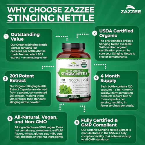 Zazzee organic nettle for seasonal wellness