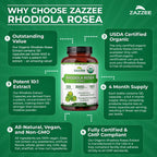 Zazzee rhodiola extract for improved focus