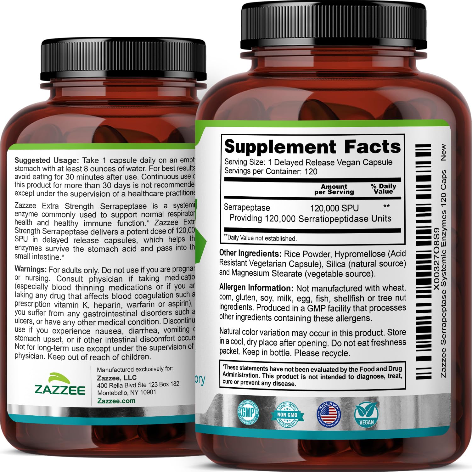 Zazzee serrapeptase for digestive comfort