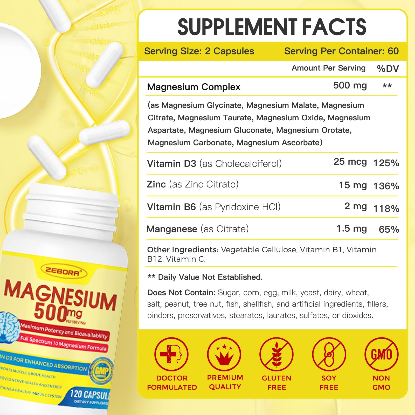 ZEBORA 500mg magnesium glycinate benefits