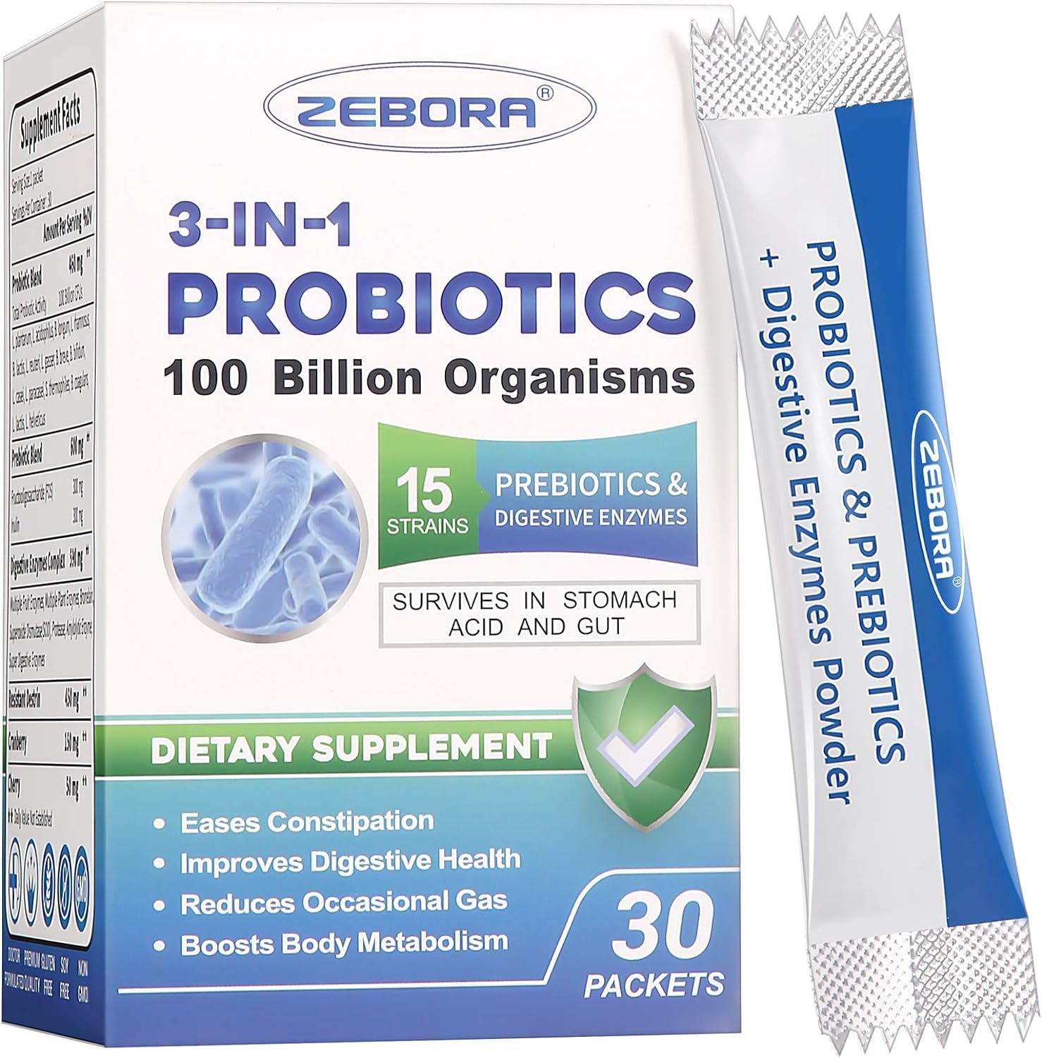 ZEBORA probiotic powder for gut health