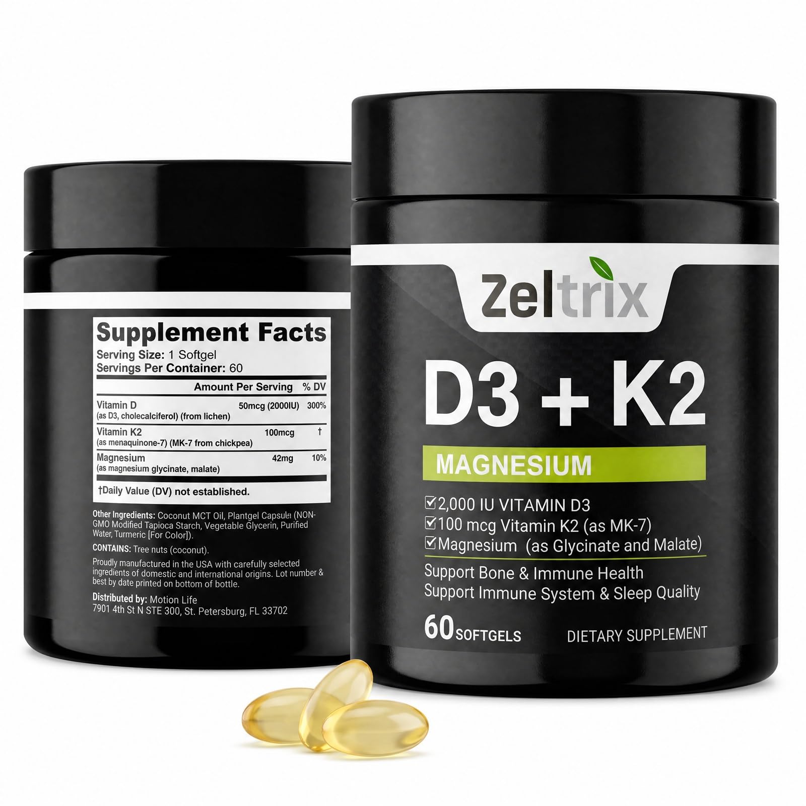 Zeltrix Vitamin D3 K2 softgels