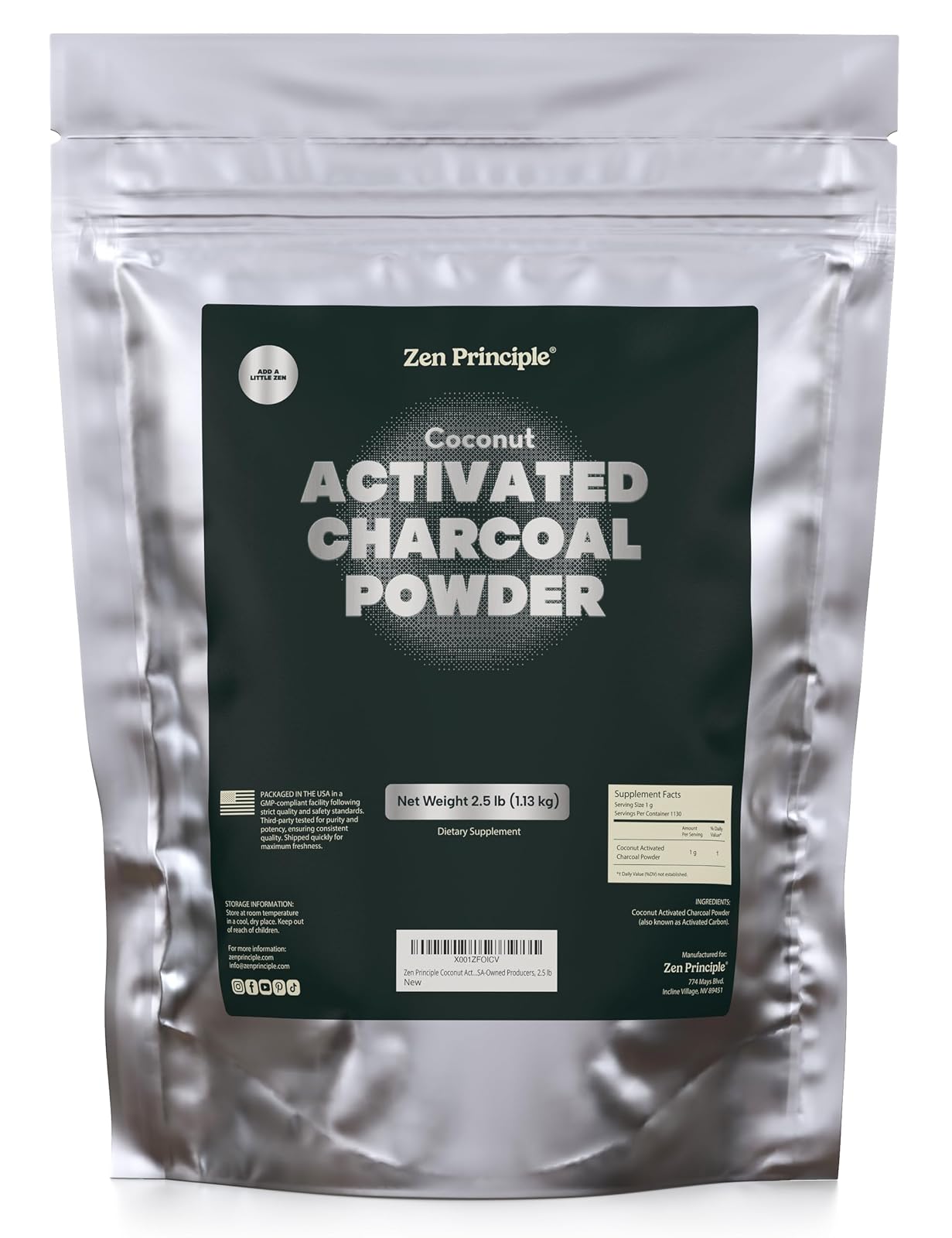 Zen Principle coconut activated charcoal powder