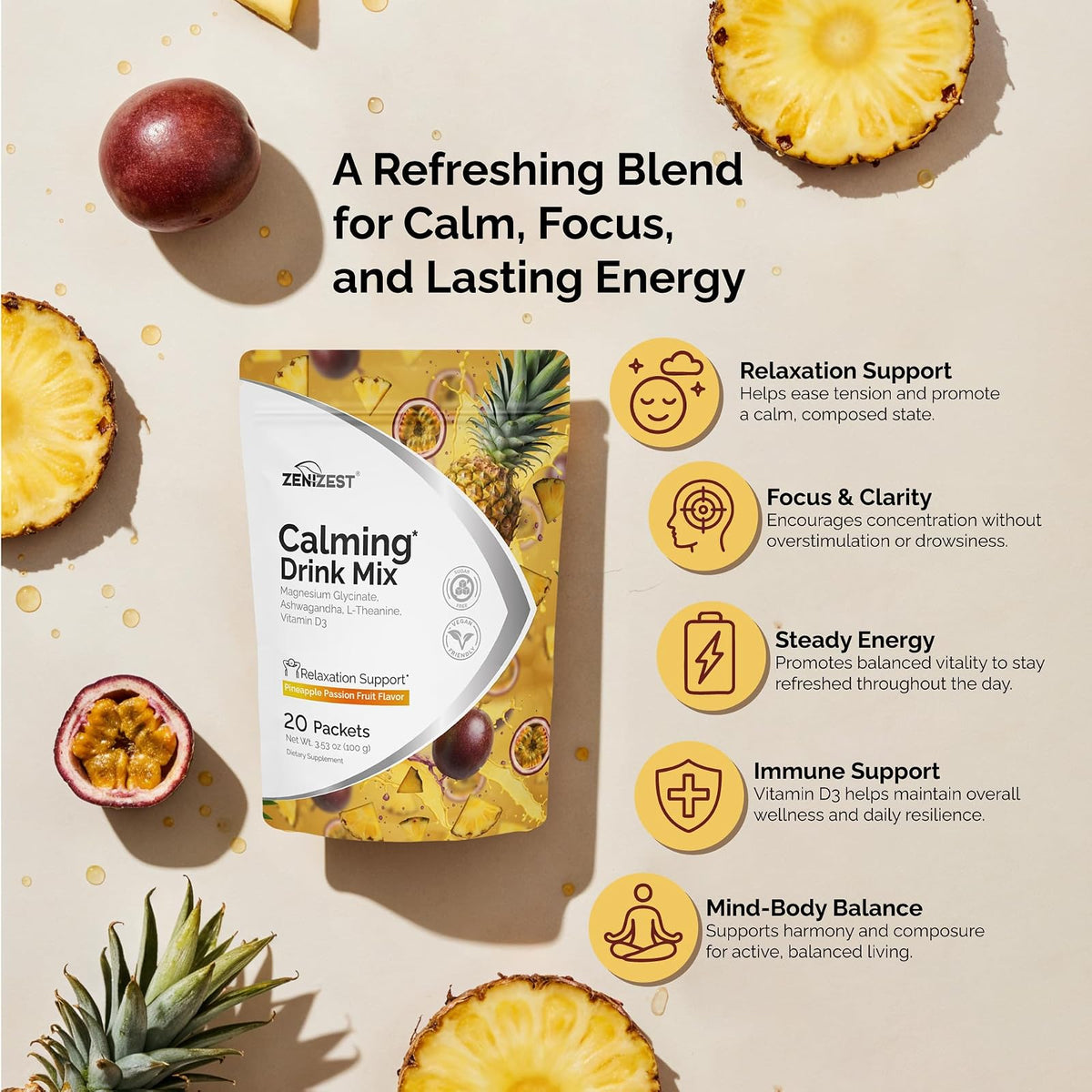 ZeniZest calming drink mix benefits