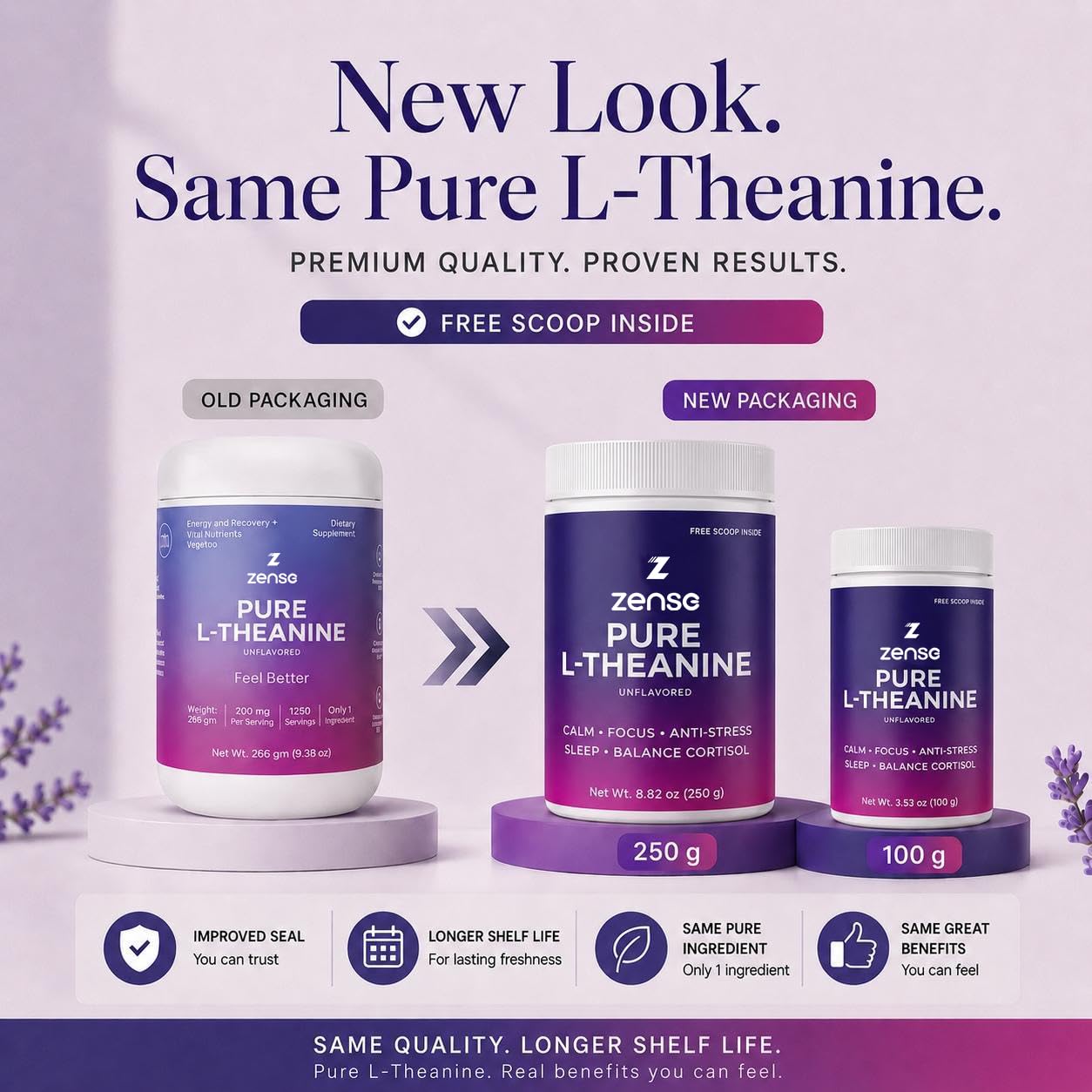 zense l-theanine 100g for stress relief