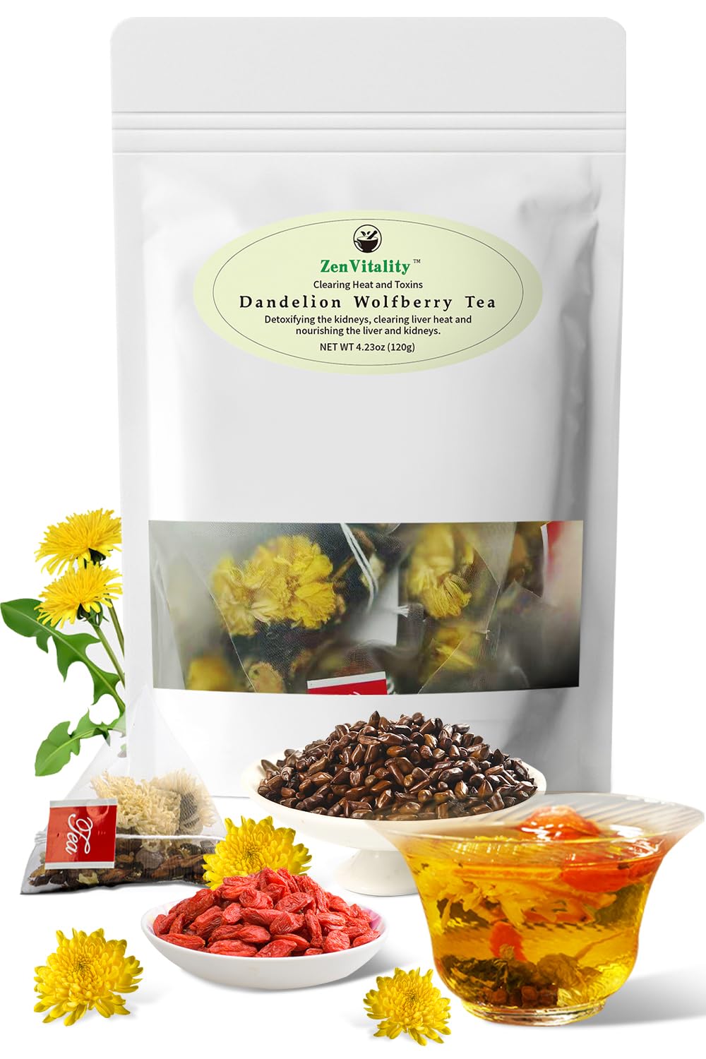ZenVitality organic dandelion wolfberry tea benefits