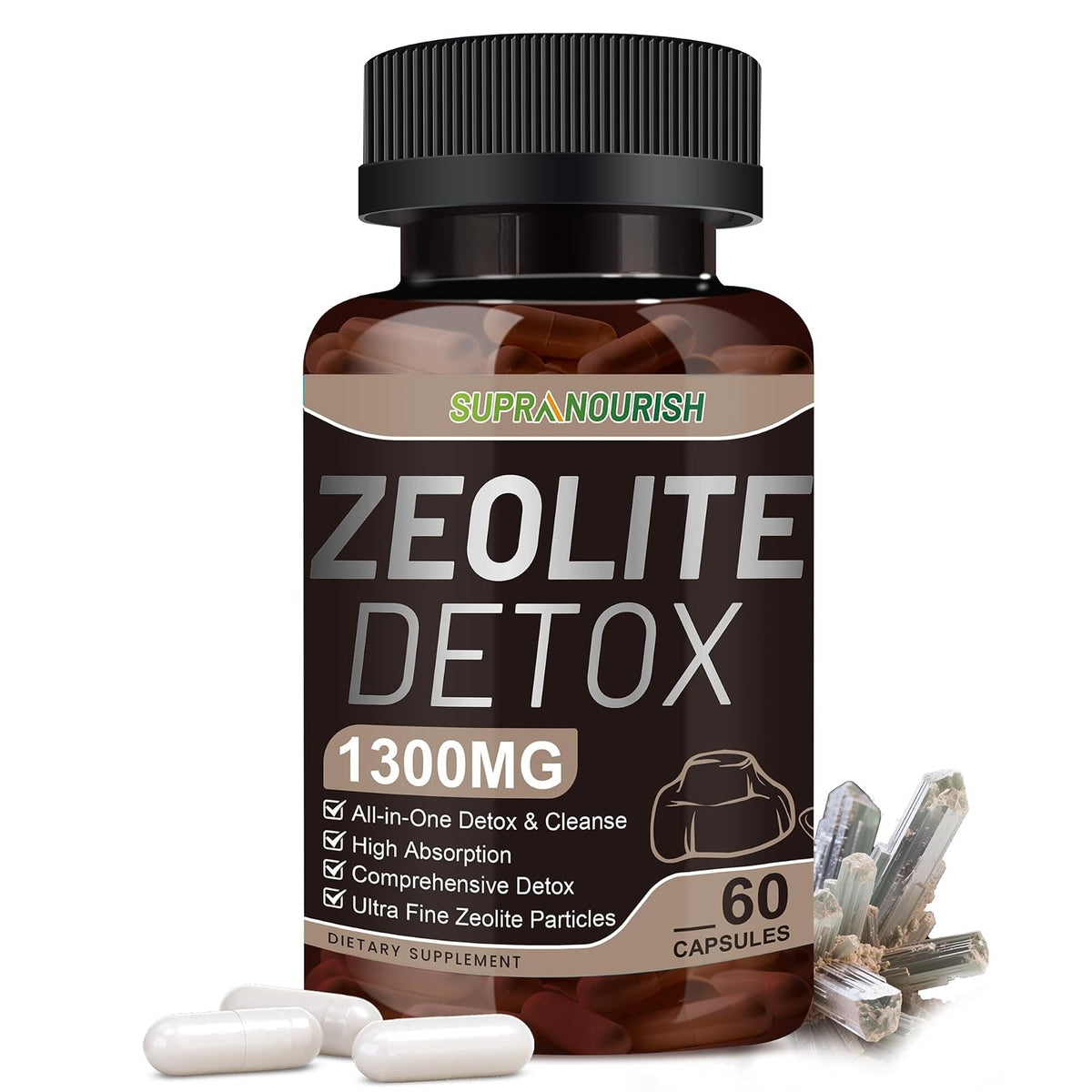 Zeolite detox capsules for cleansing