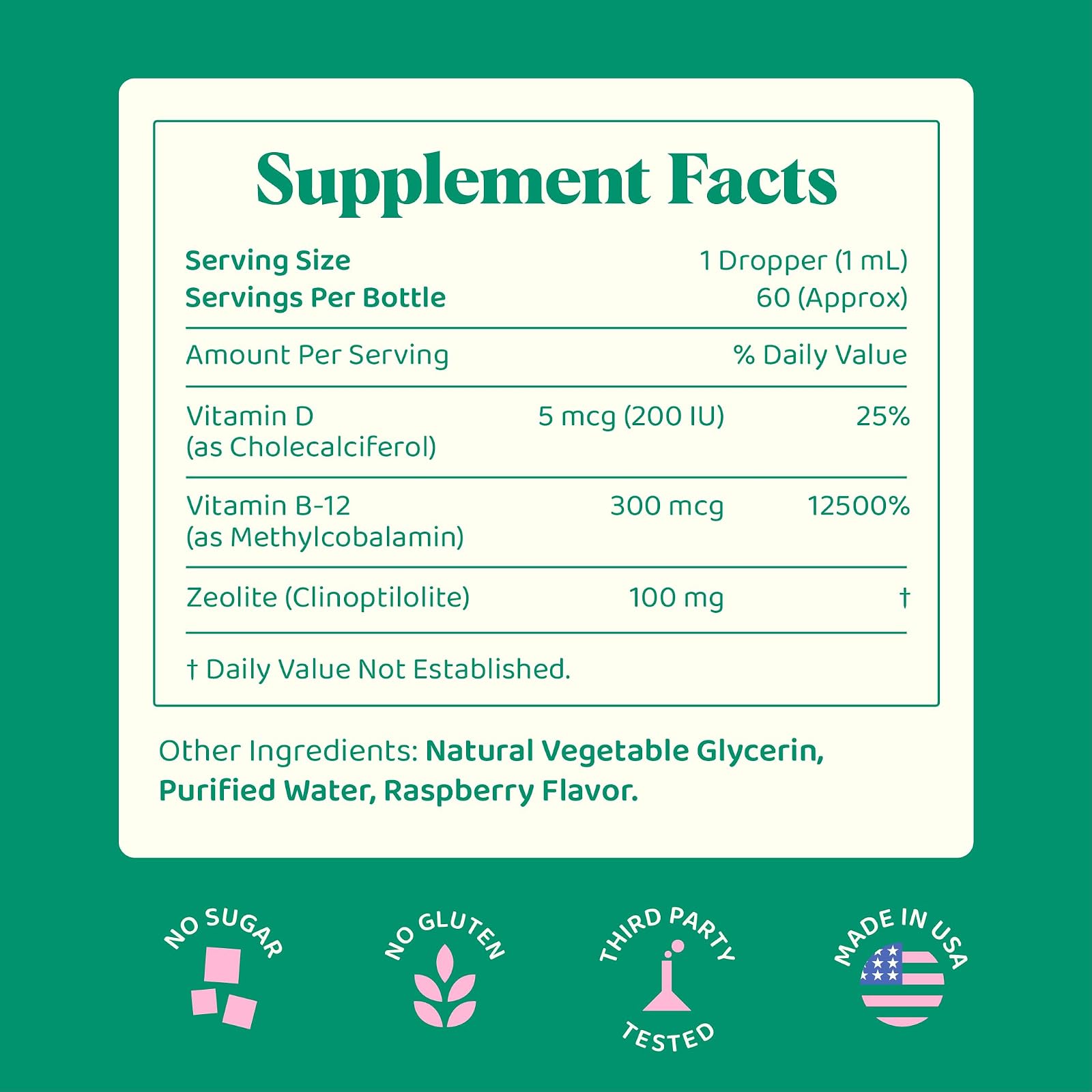 Zeolite drops for daily vitamins
