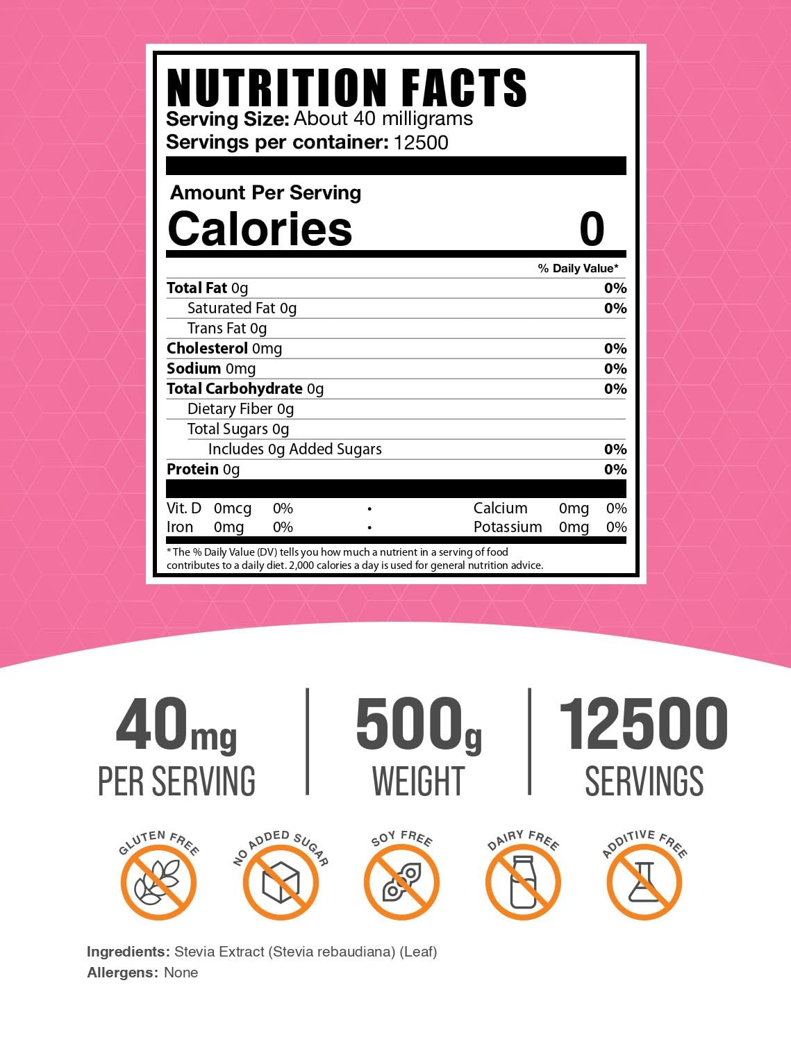 zero calorie stevia powder