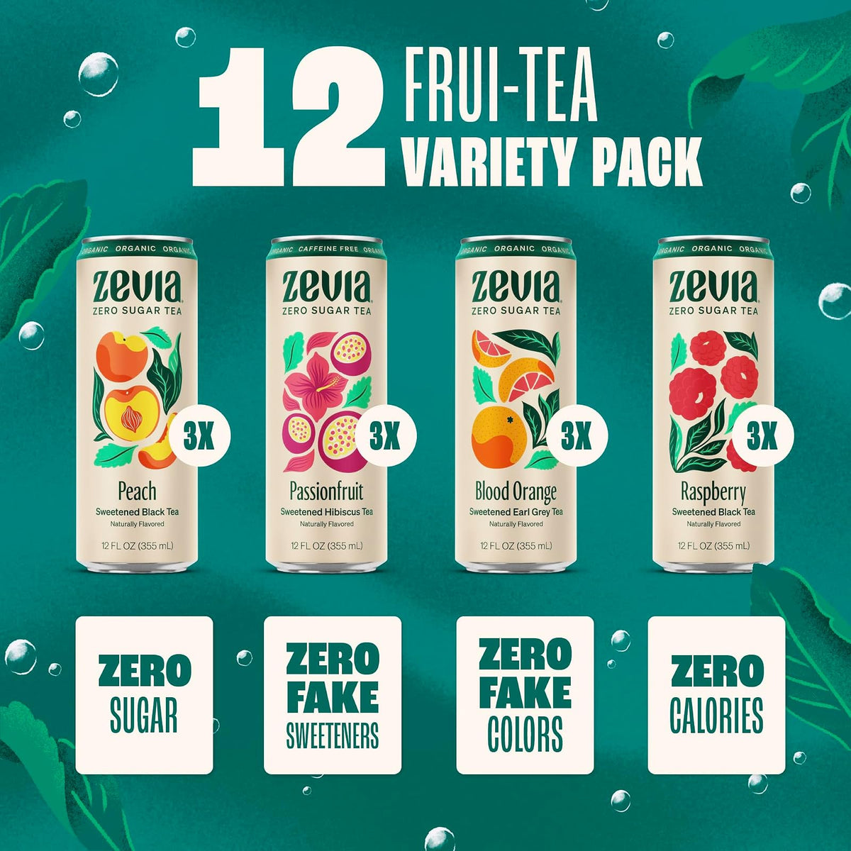 zero sugar fruit tea cans