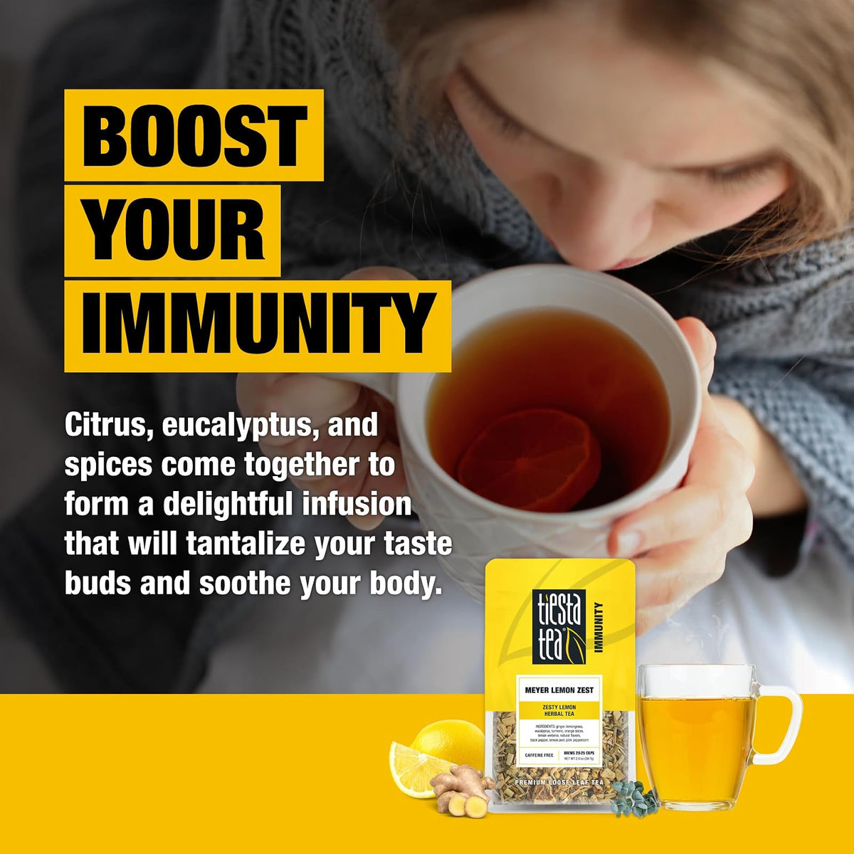 zesty lemon flavour herbal infusion