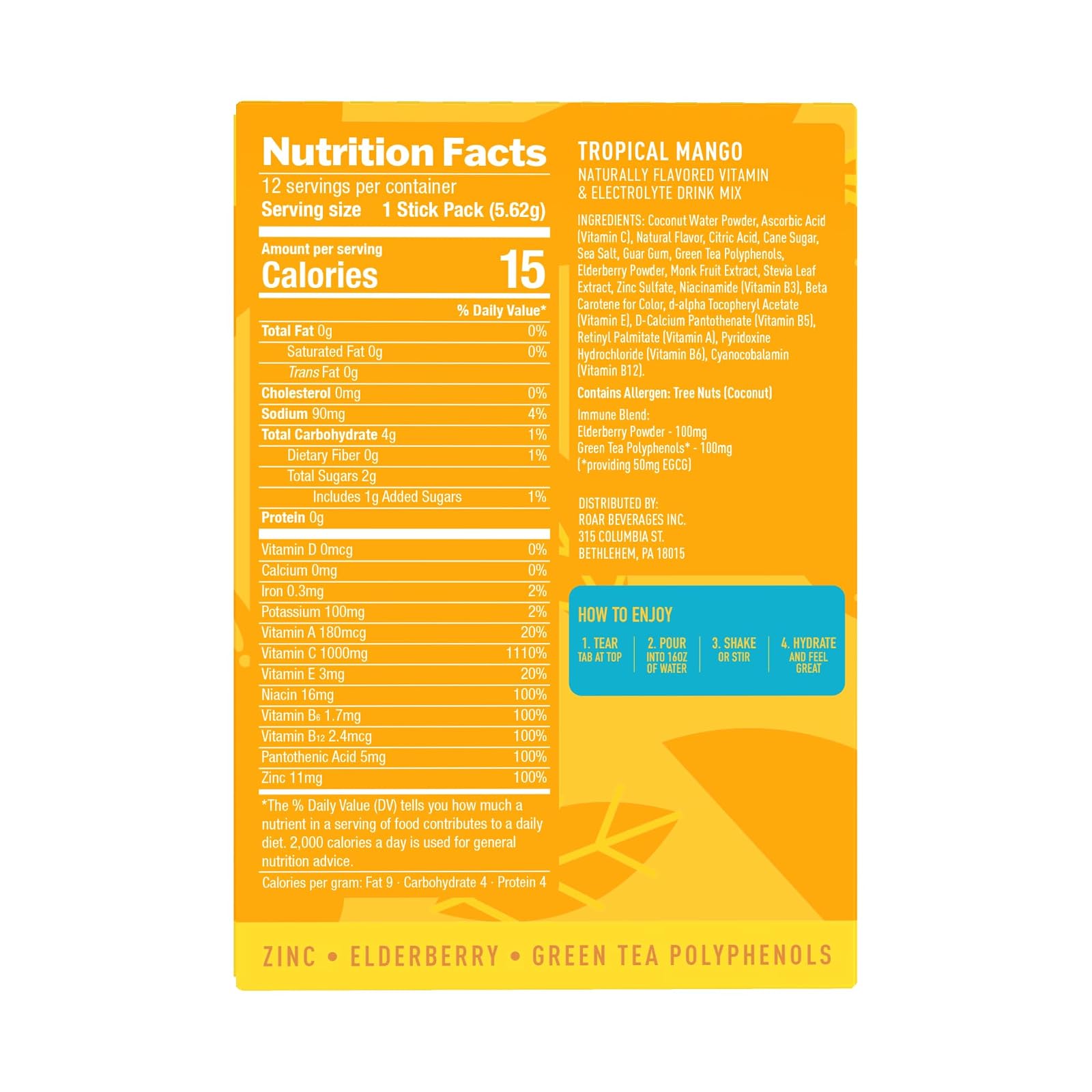 Zinc and elderberry electrolyte support