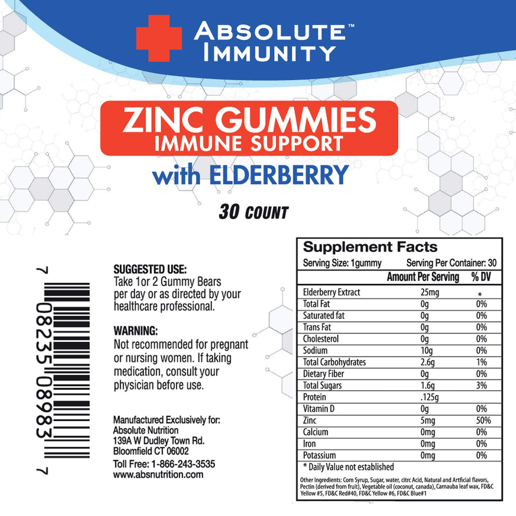 ZINC and elderberry gummies for adults