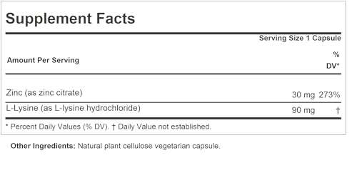 Zinc and L-Lysine for skin health