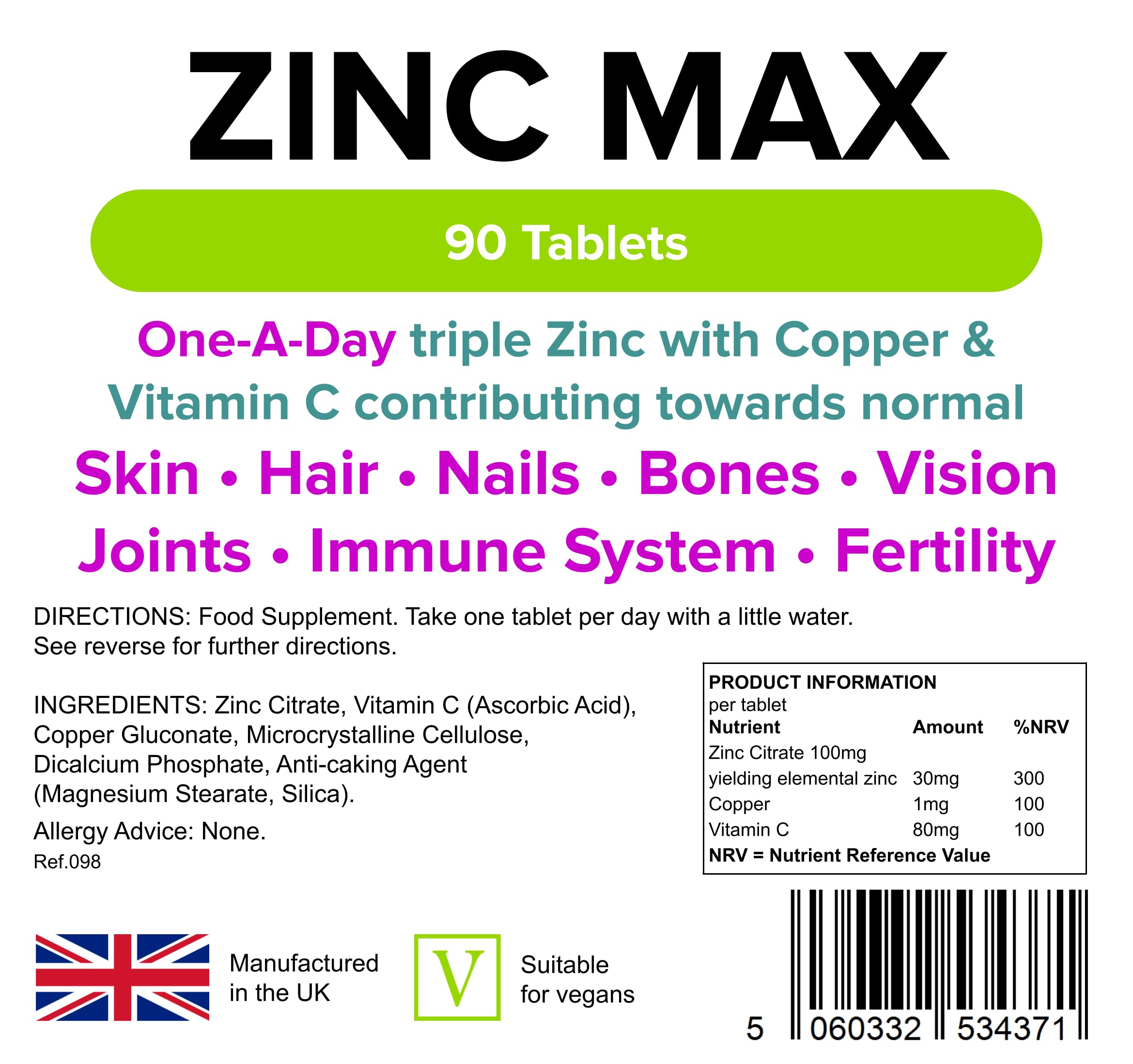 Zinc and vitamin C benefits