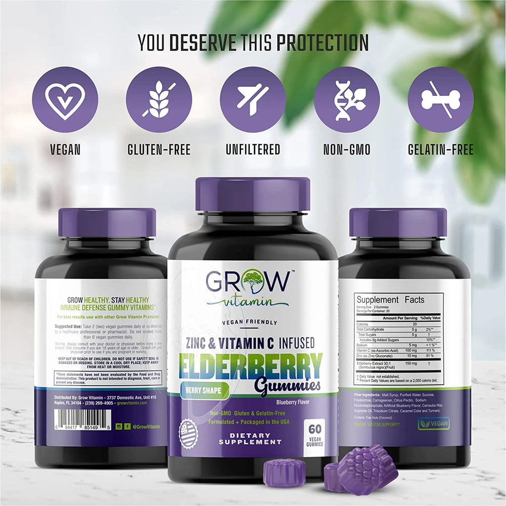 Zinc and vitamin C elderberry gummies