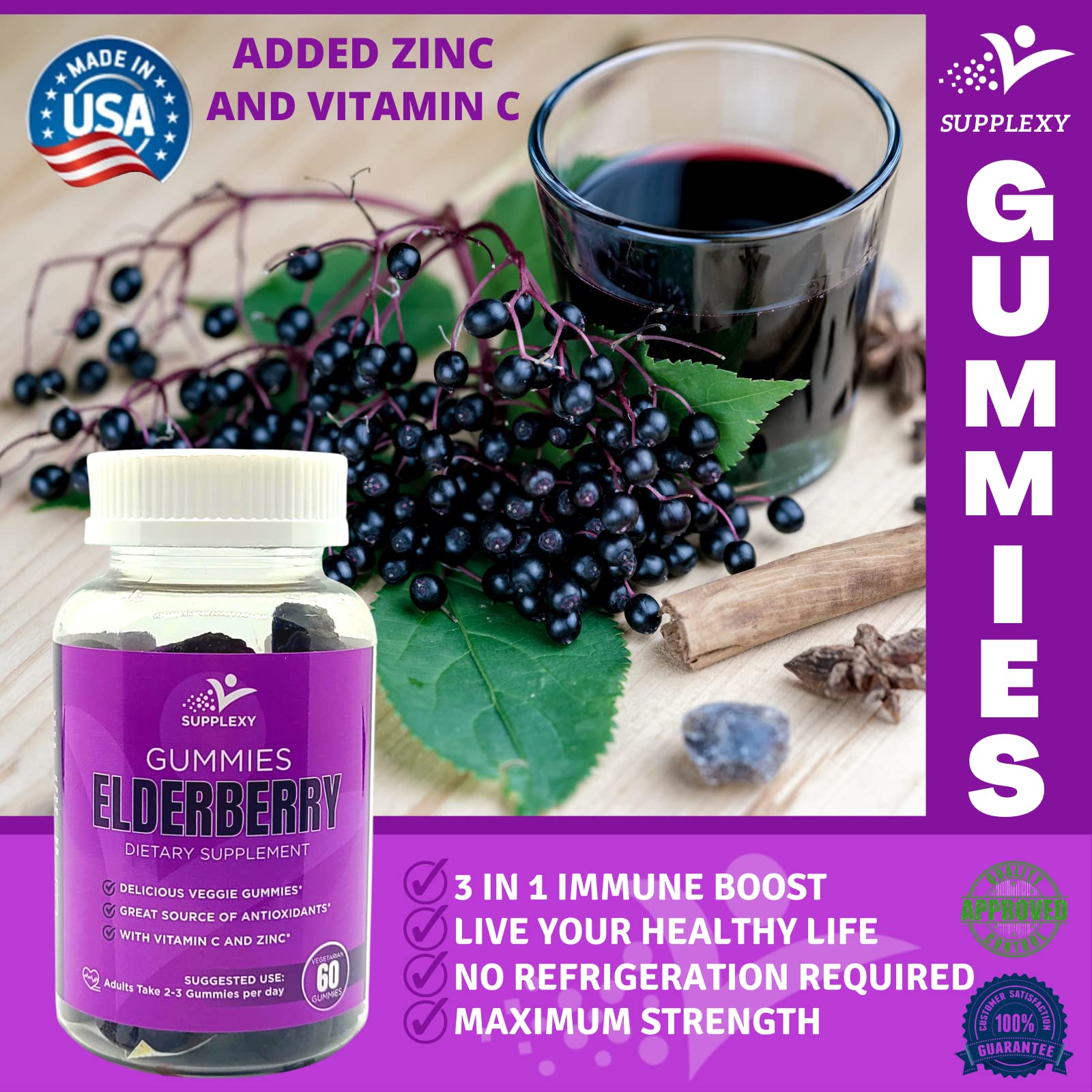 Zinc and vitamin C elderberry support