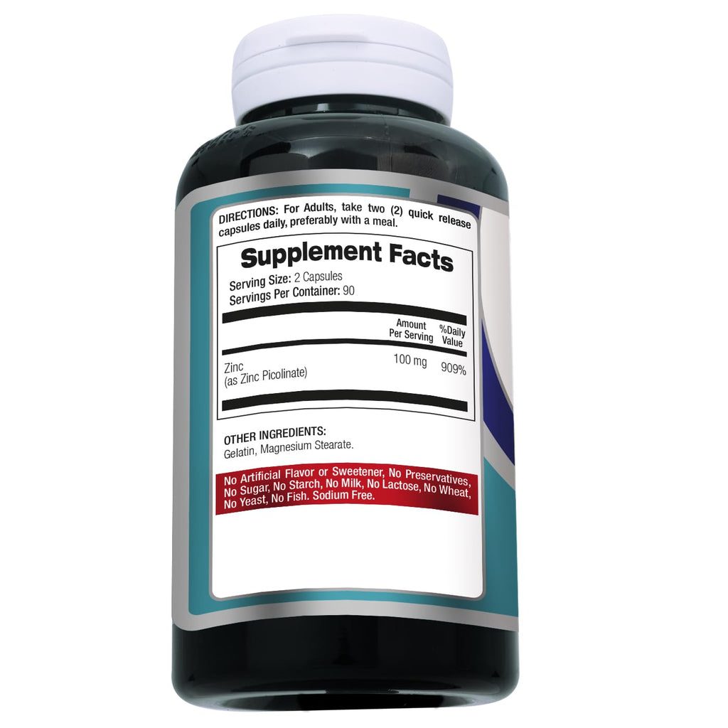 Zinc capsules for athletic performance