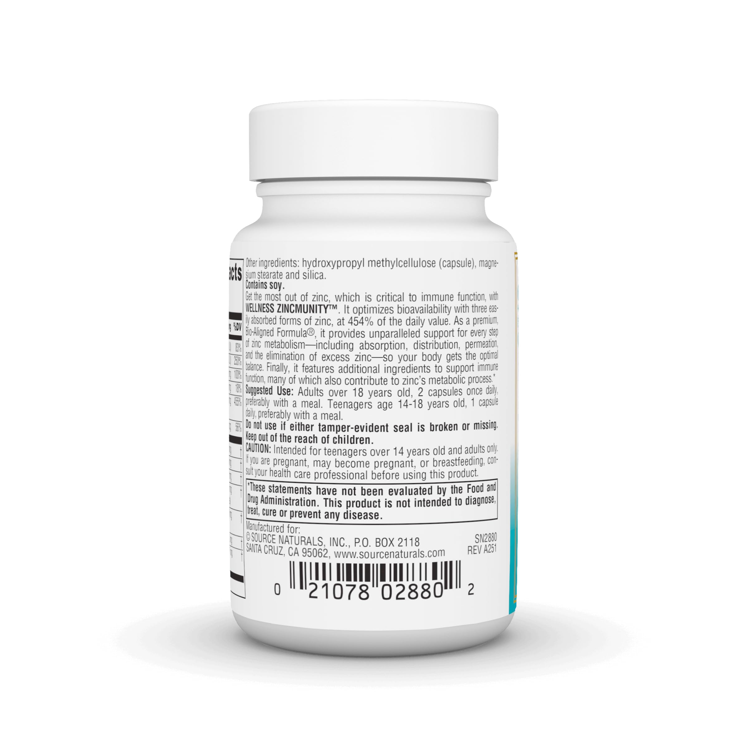 Zinc capsules for daily nutrition