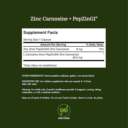 Zinc capsules for sensitive adults