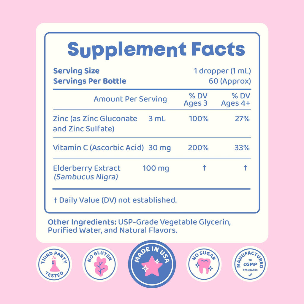 zinc drops with elderberry flavour