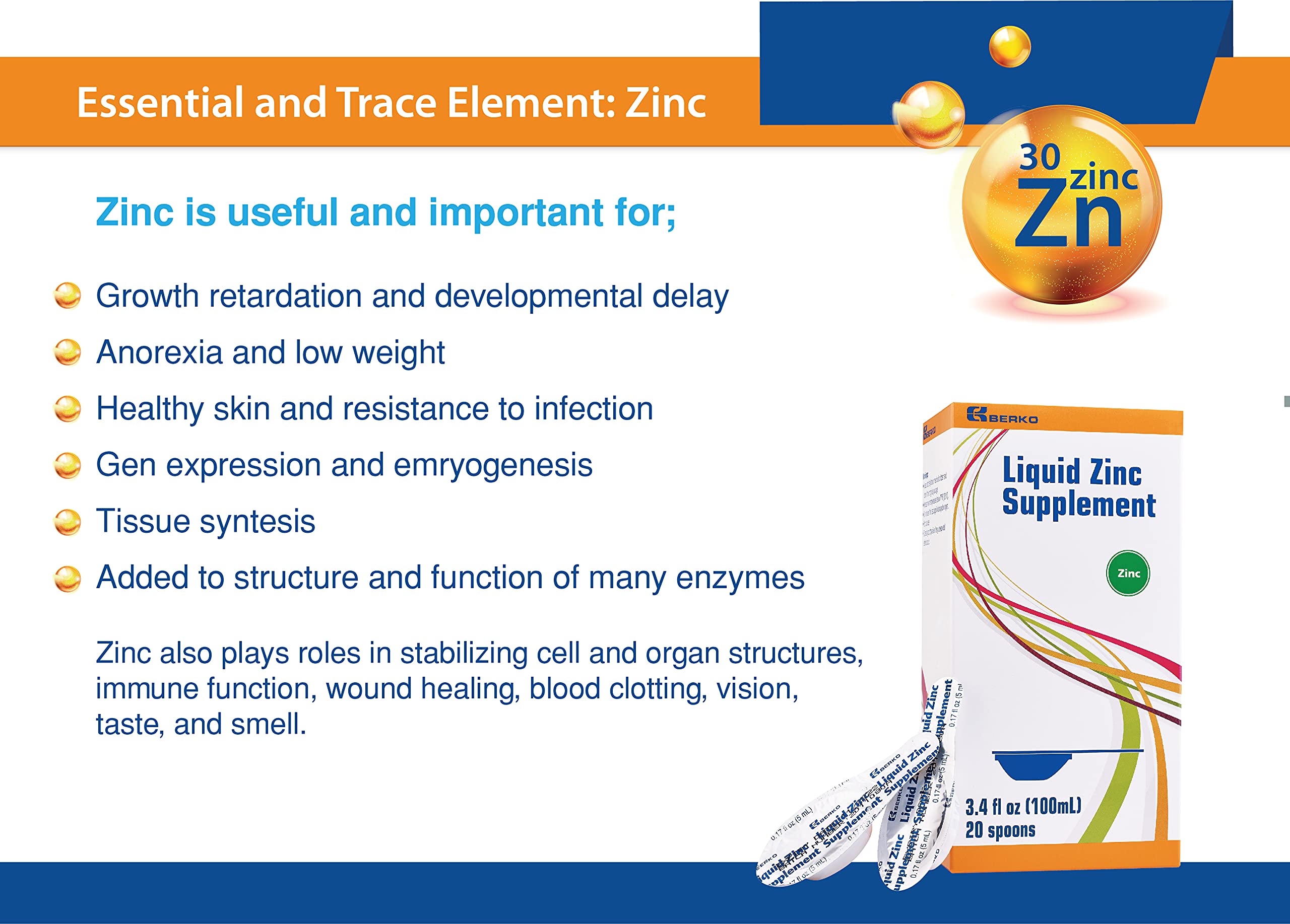 Zinc for maintaining health balance
