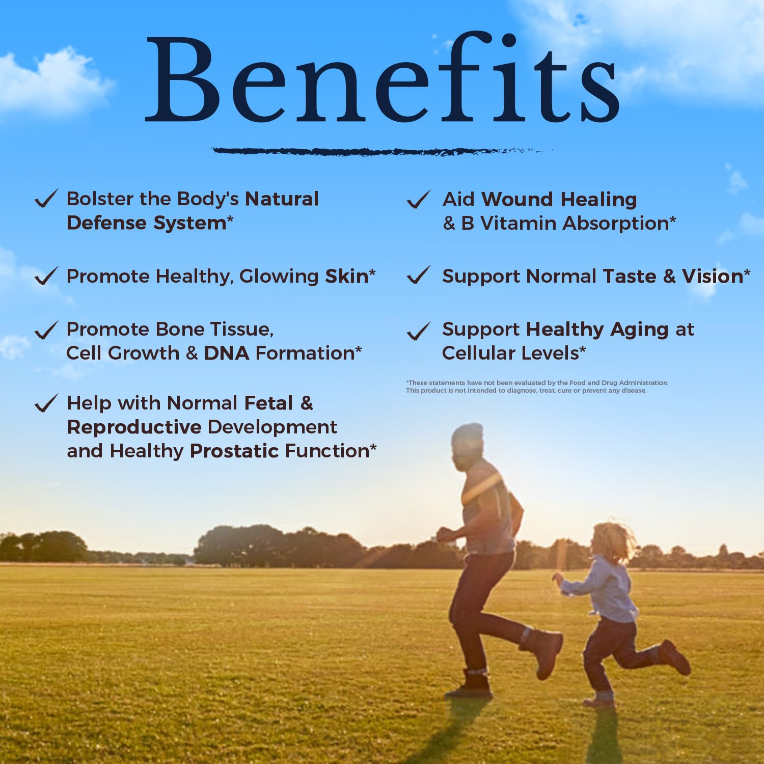 Zinc for skin development benefits