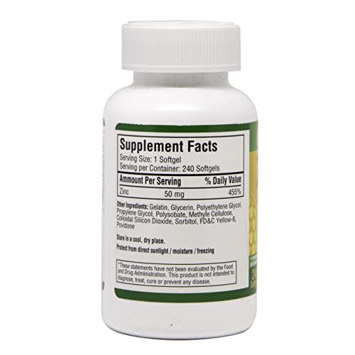 Zinc gluconate 50mg softgels Canada