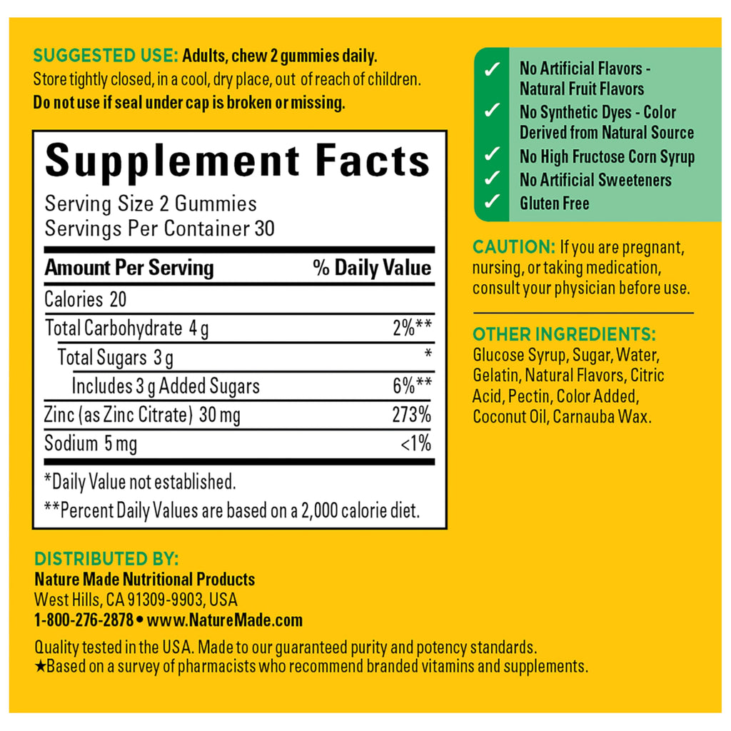 Zinc gummies for convenient dosing