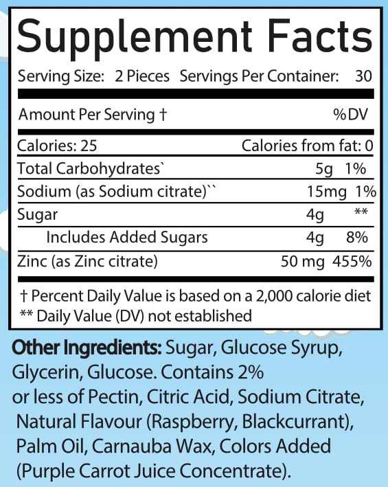 Zinc gummies for daily nutrition