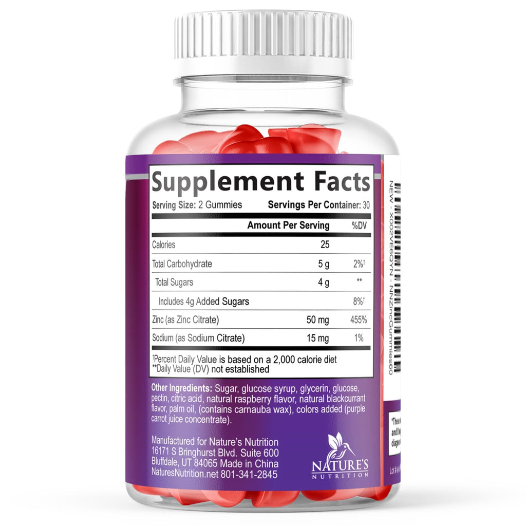 zinc gummies with no artificial flavors
